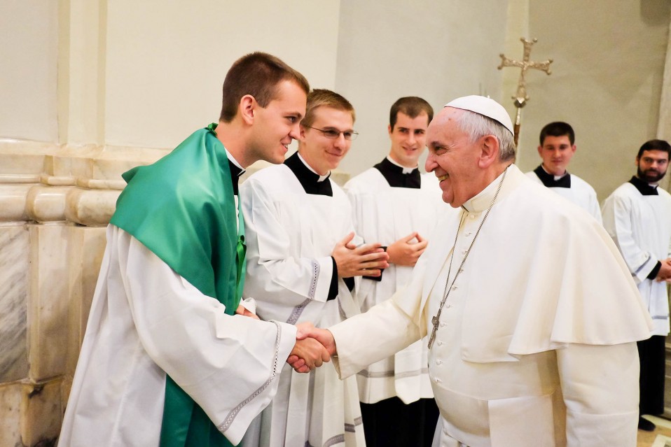 Being the miter bearer for Pope Francis – Office of Vocations